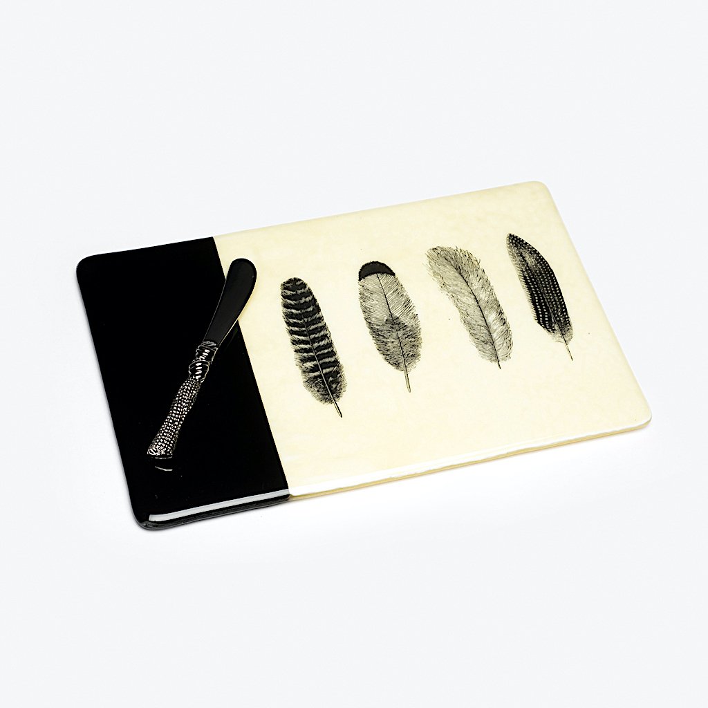 Feathers Cheese Platter – Nixon Art Glass